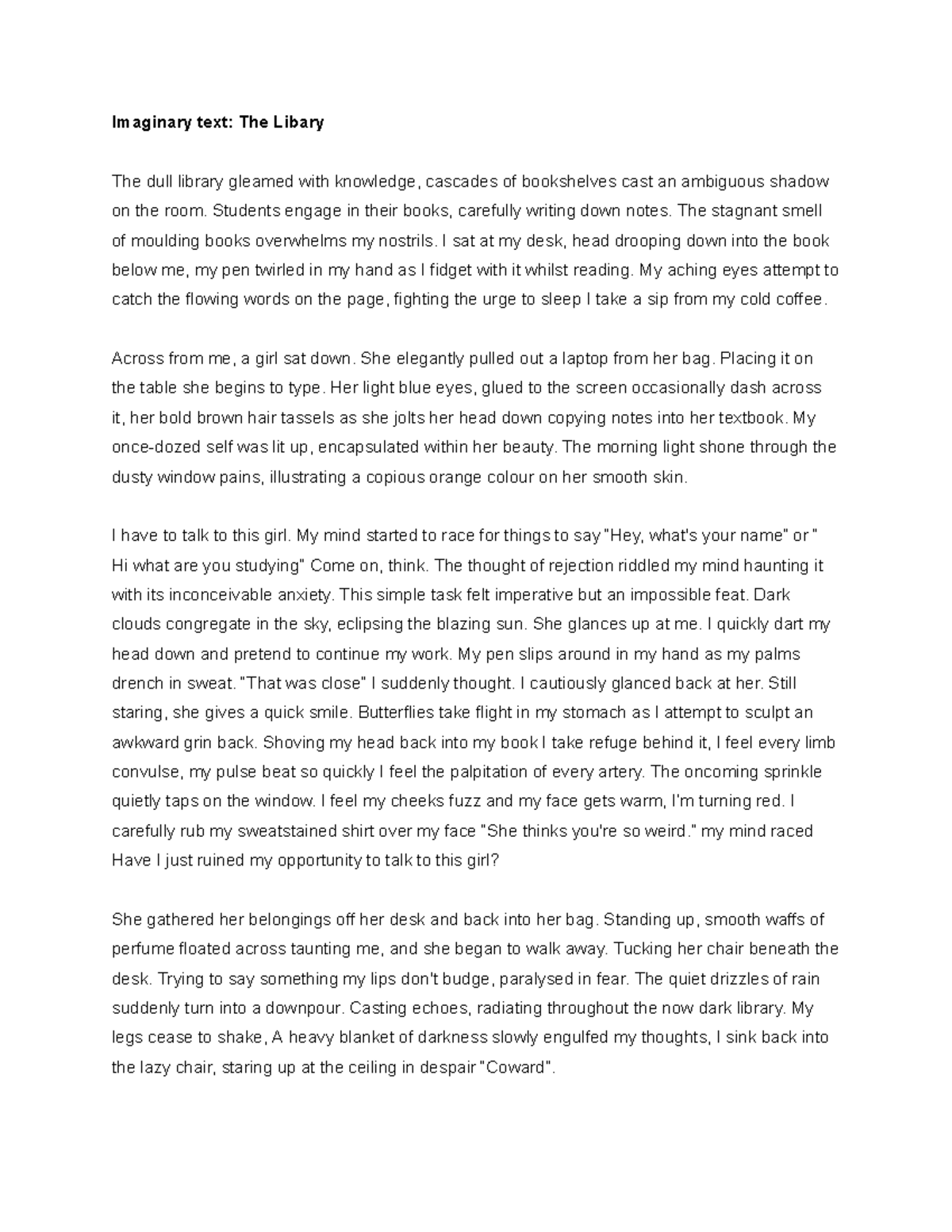 English Formative Draft #2 - Imaginary text: The Libary The dull ...