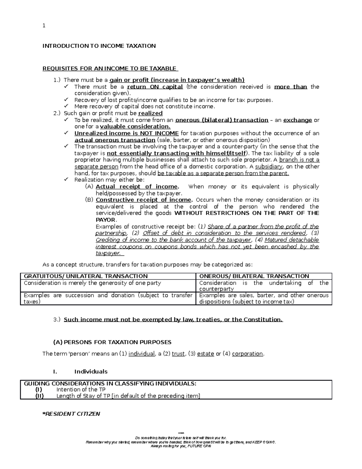 Introduction TO Income Taxation - INTRODUCTION TO INCOME TAXATION ...