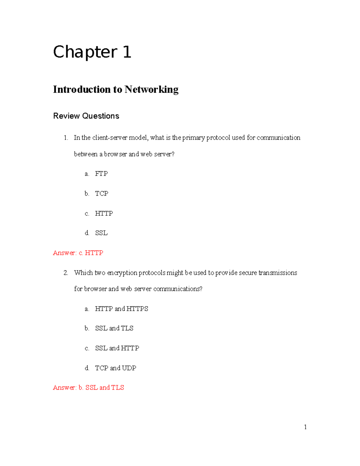 Network 8e Ch01 Solutions - Chapter 1 Introduction to Networking Review Questions 1. In the ...