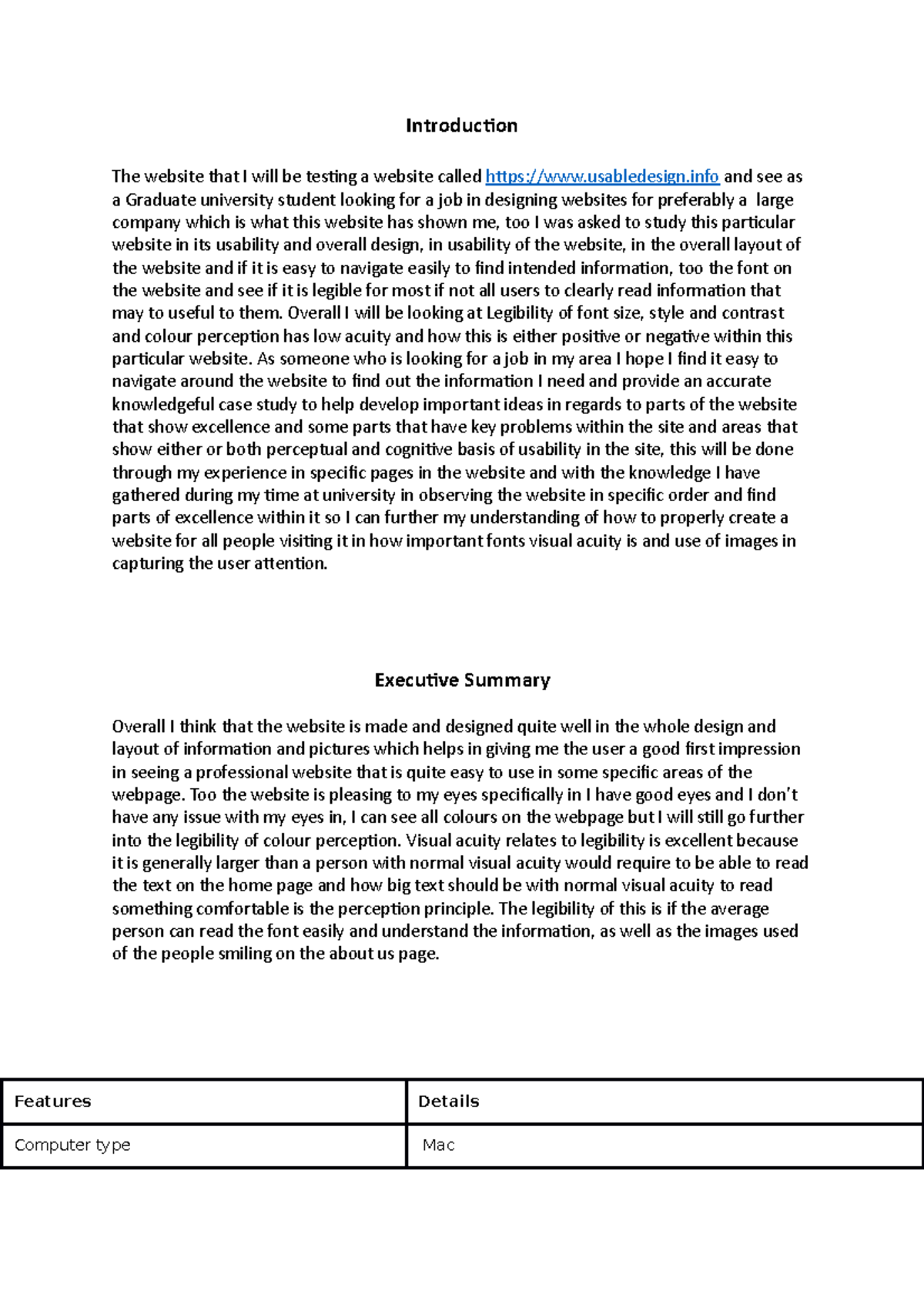 Usable Design website case study - Introduction The website that I will ...