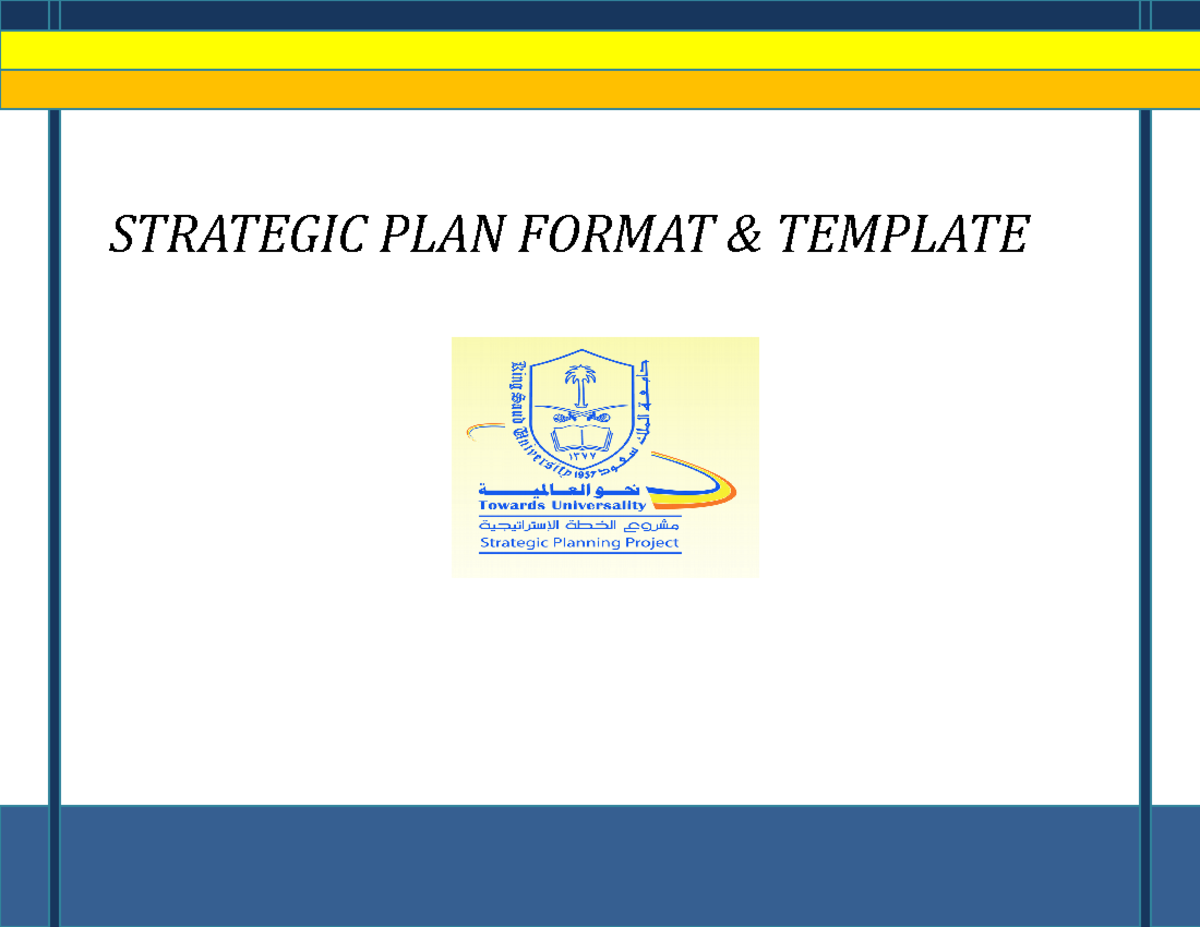 Strategic Planning formulation guide - STRATEGIC PLAN FORMAT & TEMPLATE ...
