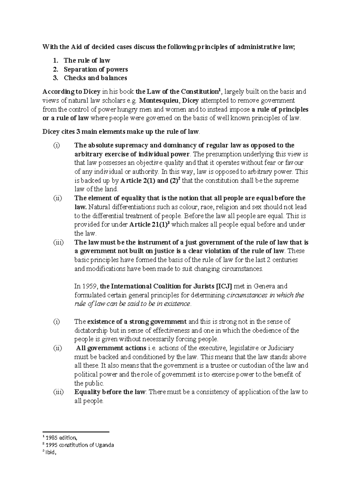 Administrative law - With the Aid of decided cases discuss the ...