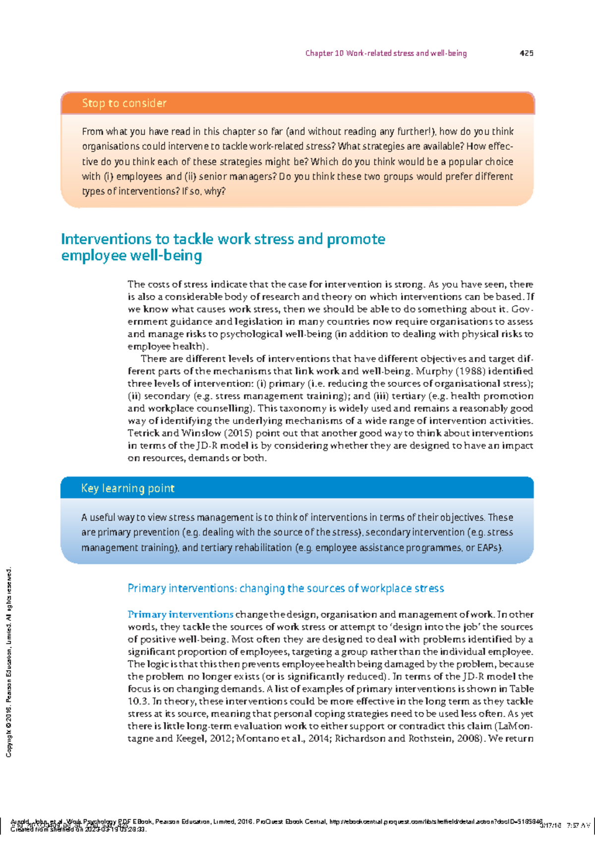Work Psychology PDF EBook - (Interventions to tackle work stress and ...