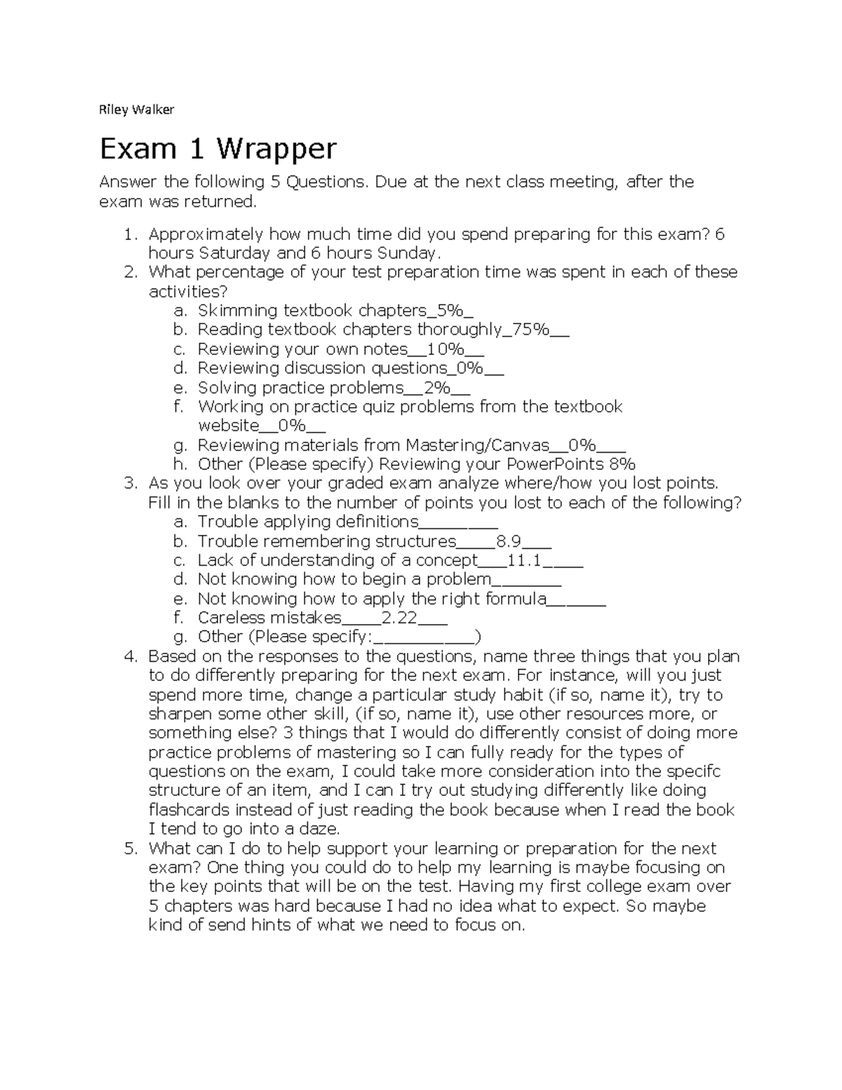 Exam 1 Wrapper - Project - Riley Walker Exam 1 Wrapper Answer the ...