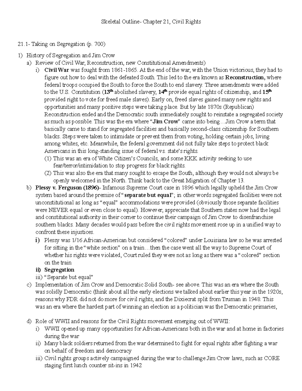 Chapter 21: Civil Rights - Skeletal Outline- Chapter 21, Civil Rights ...