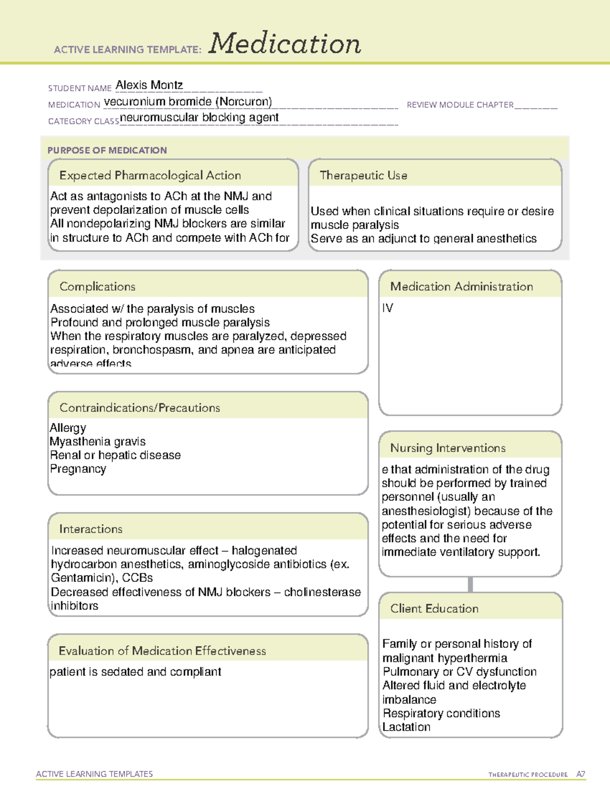 Vecuronium bromide (Norcuron) - ACTIVE LEARNING TEMPLATES THERAPEUTIC ...