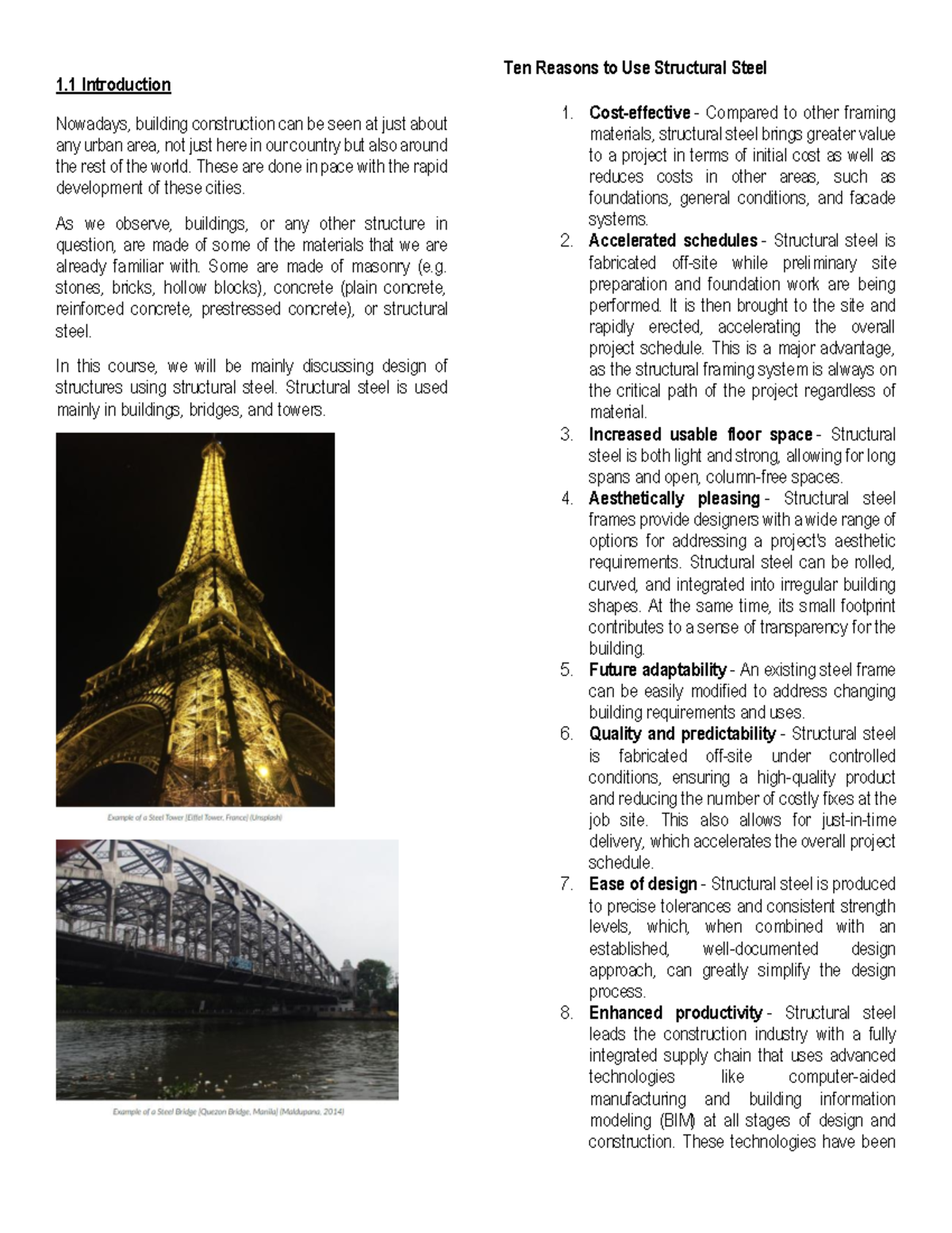 Introduction to Structural Steel - 1 Introduction Nowadays, building ...