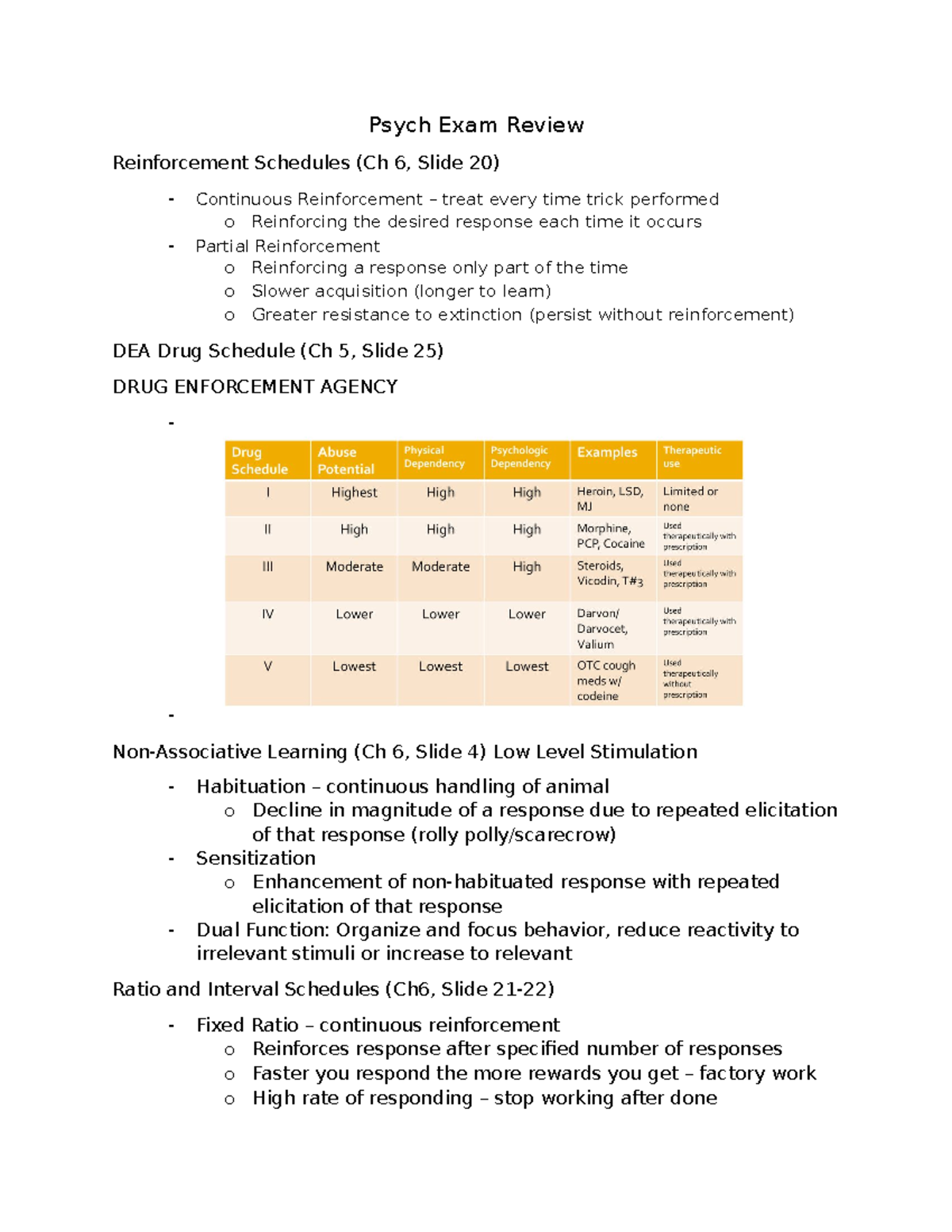 Psych Exam Review - Practice work - Psych Exam Review Reinforcement ...