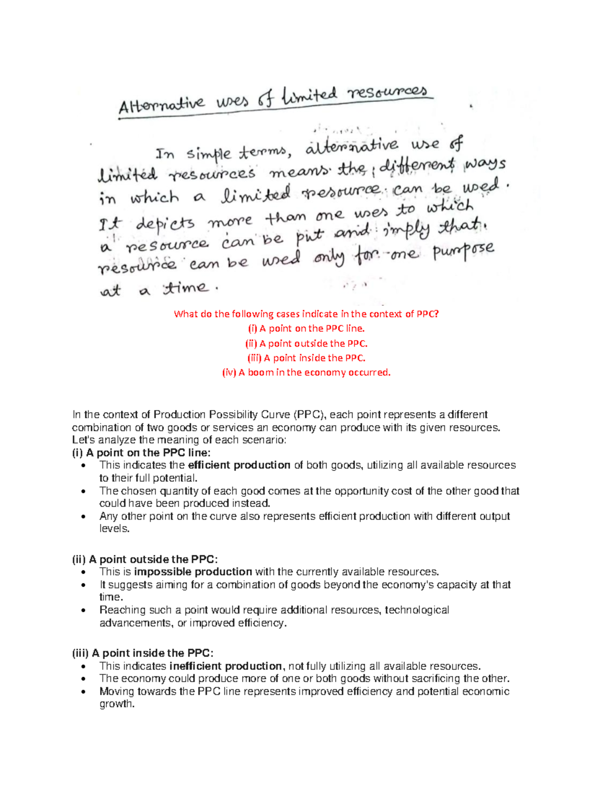 Eco-notes - What do the following cases indicate in the context of PPC ...