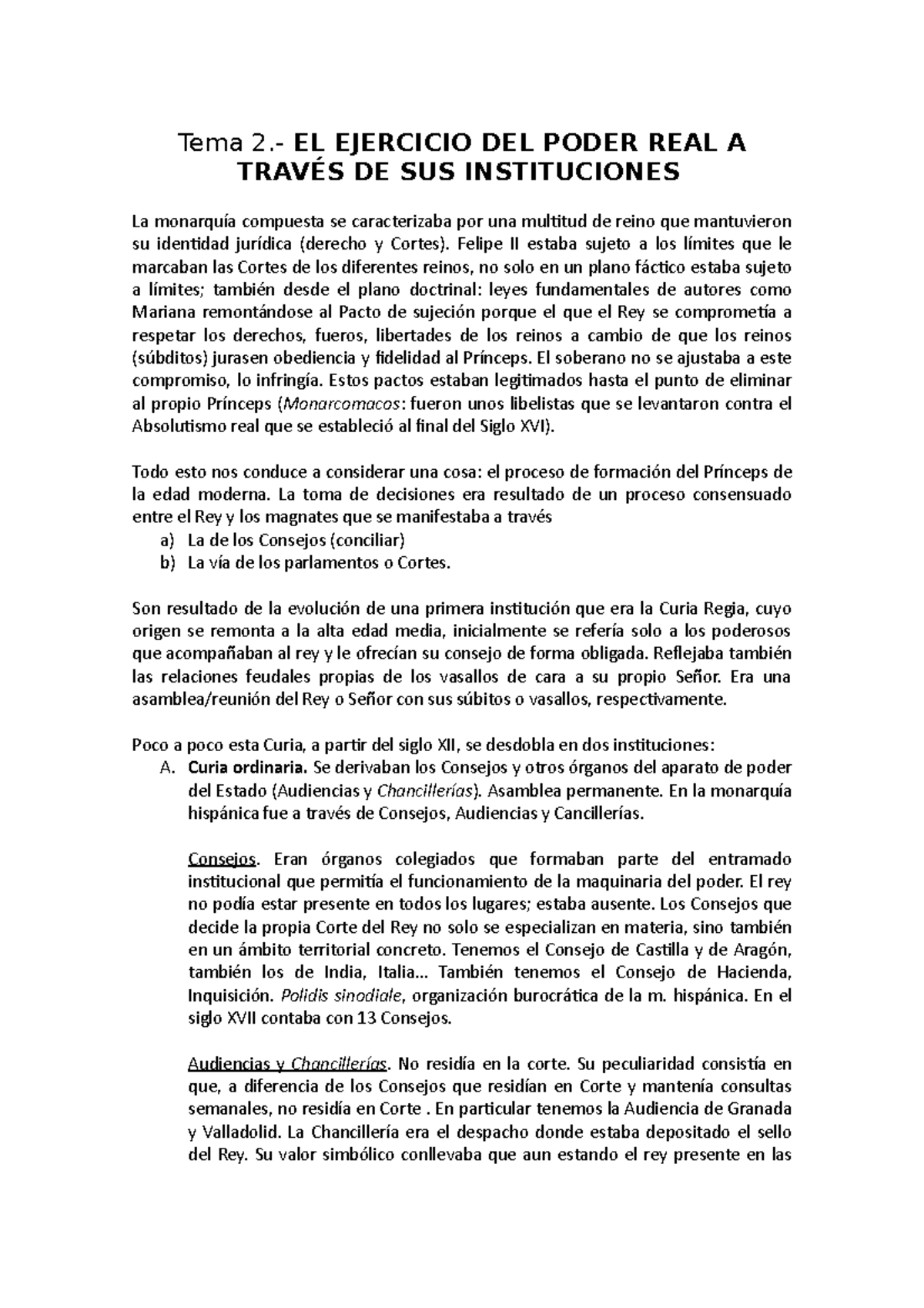 Tema 2.- EL Ejercicio DEL Poder REAL A Través DE SUS Instituciones ...