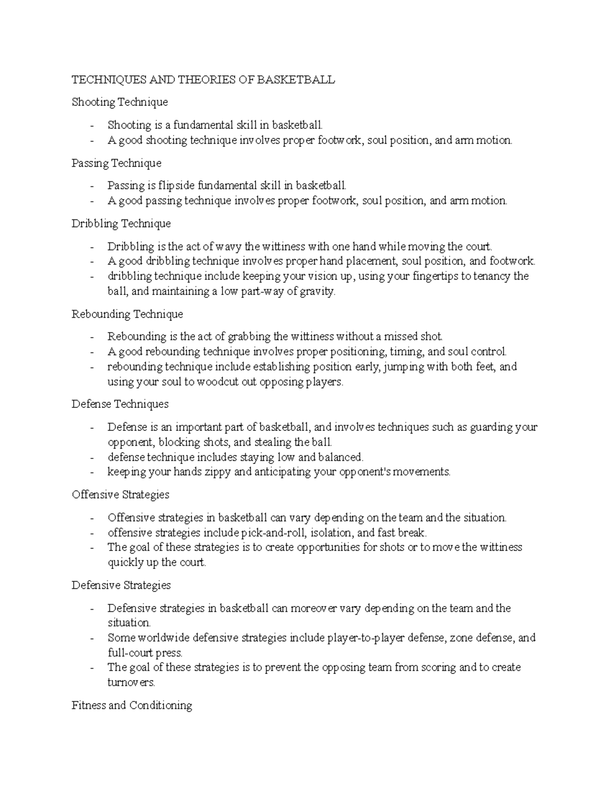 Techniques AND Theories OF Basketball Notes 1 - TECHNIQUES AND THEORIES ...