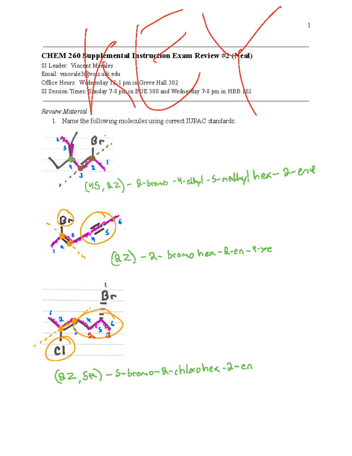 Exam Review 2d Part 2 - &+(0 6XSSOHPHQWDO ,QVWUXFWLRQ ([DP 5HYLHZ 1HDO ...
