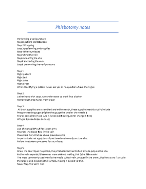 Phlebotomy notes 3 - Phlebotomy notes Common Challenges Arthritis ...