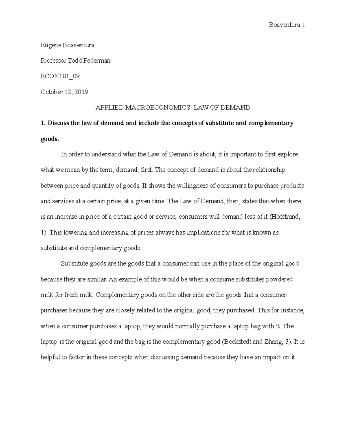Macroeconomics Paper 2 Final - Boaventura 1 Eugene Boaventura Professor ...