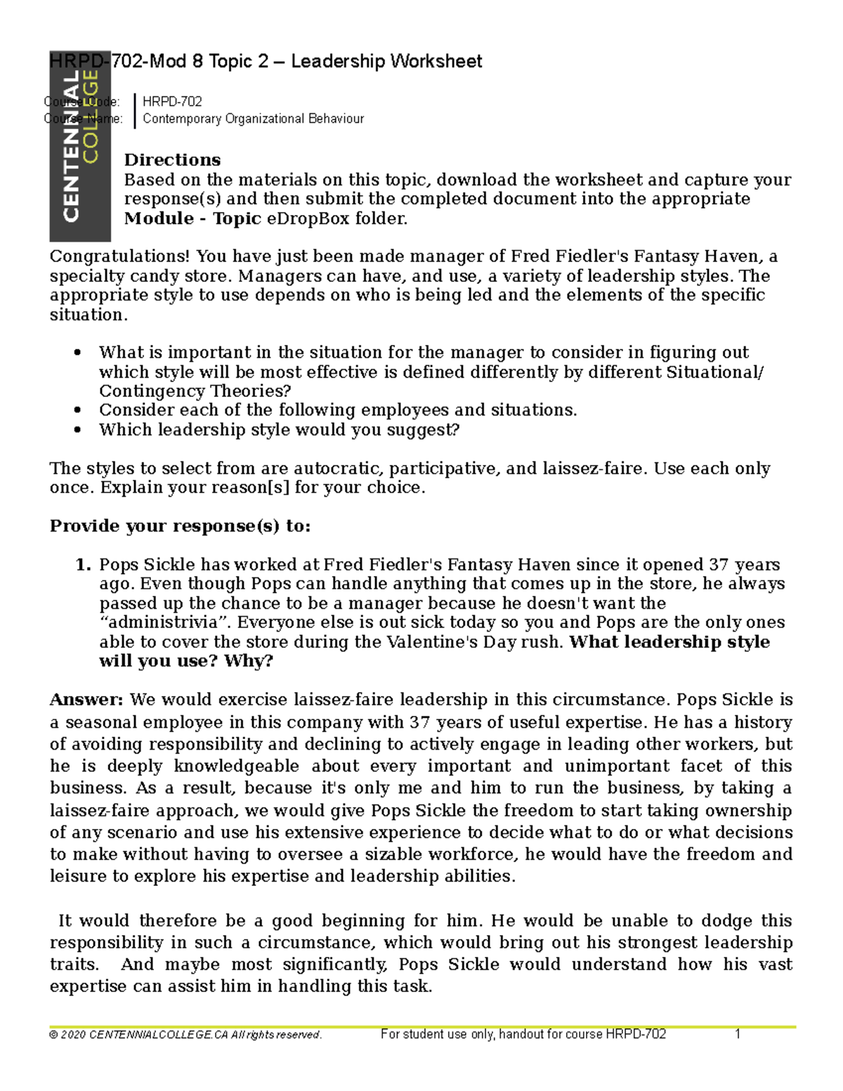 HRPD-702-Mod 8 Topic 2 - Leadership Worksheet (Group 3) - HRPD-702-Mod ...