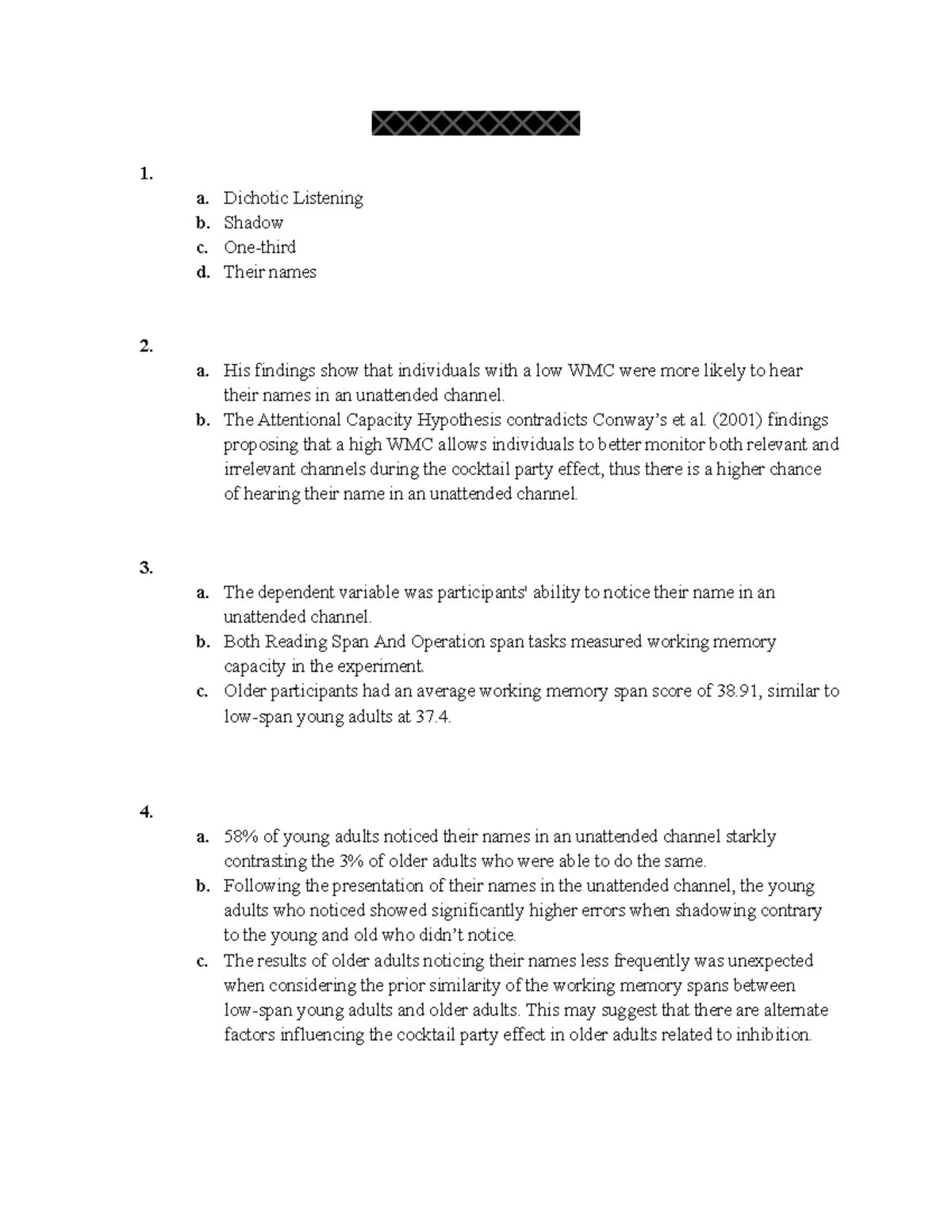 PSYU2239 - HD - HD for last task - D 'LFKRWLF /LVWHQLQJ E 6KDGRZ F 2QH WKLUG G 7KHLU QDPHV - Studocu