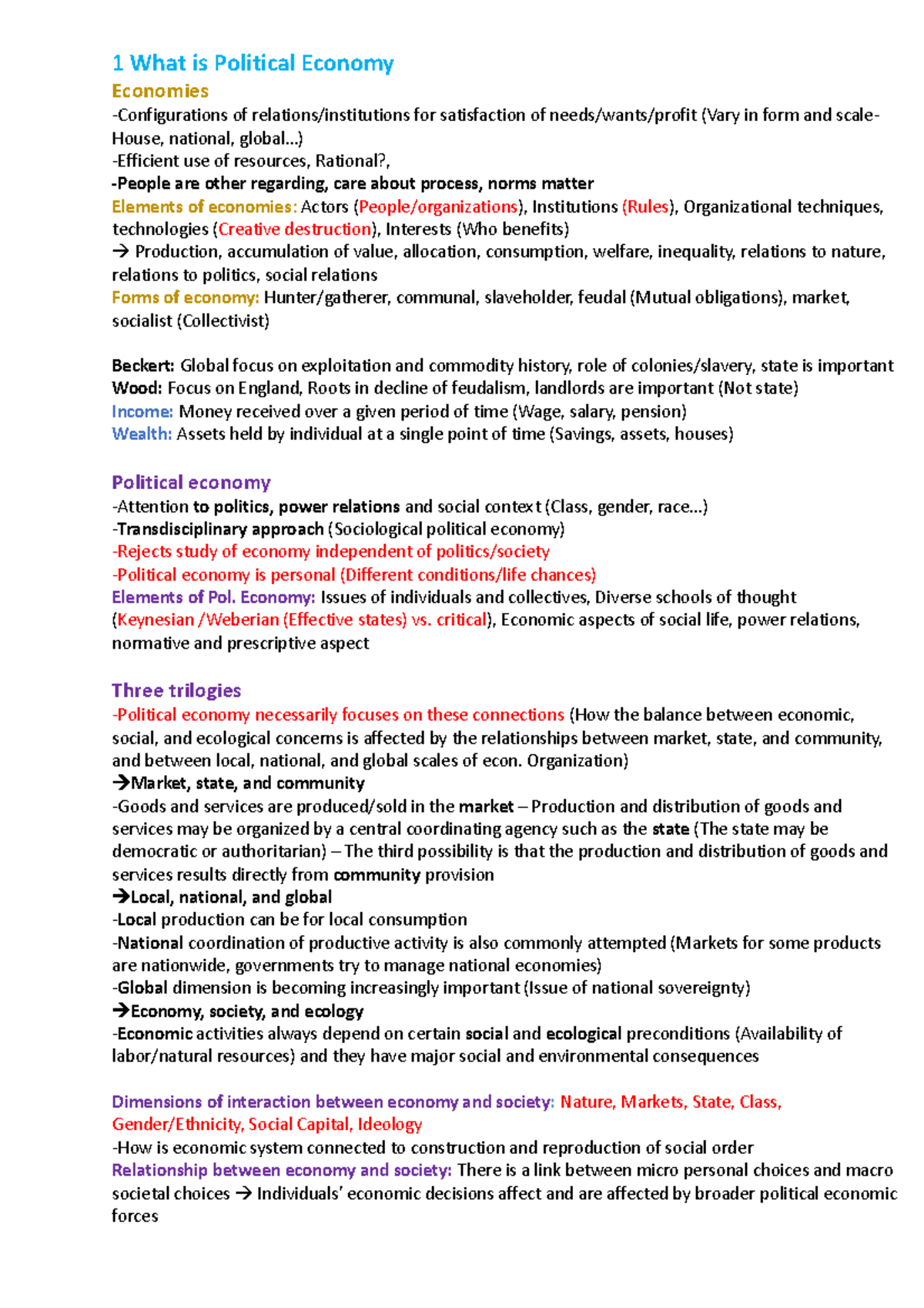 Foundations of Political Economy notes - 1 What is Political Economy ...