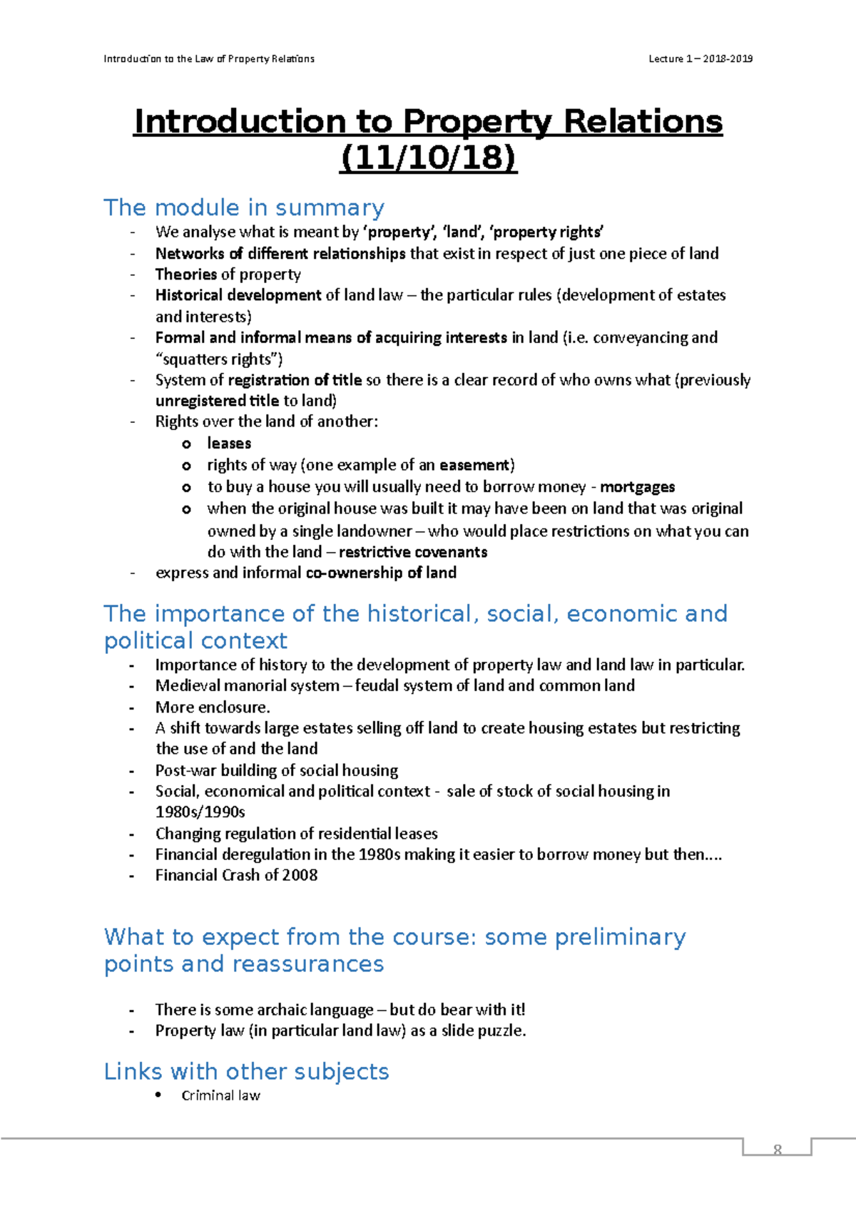 Property Relations - Introduction to Property Relations (11/10/18) The ...