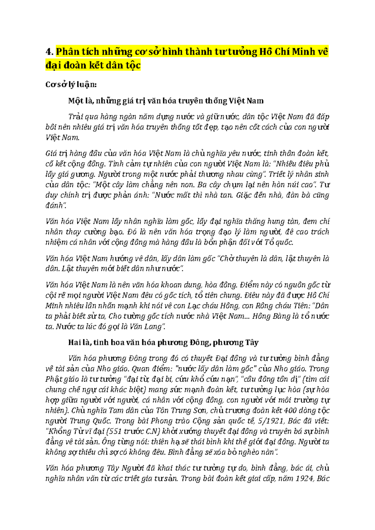 BÃ i soáº¡n thi TÆ° t Æ°á»Ÿng HCM - 4. Phân tích nh ng c s hình thành t tữơởưưởng Hồồ Chí Minh ...