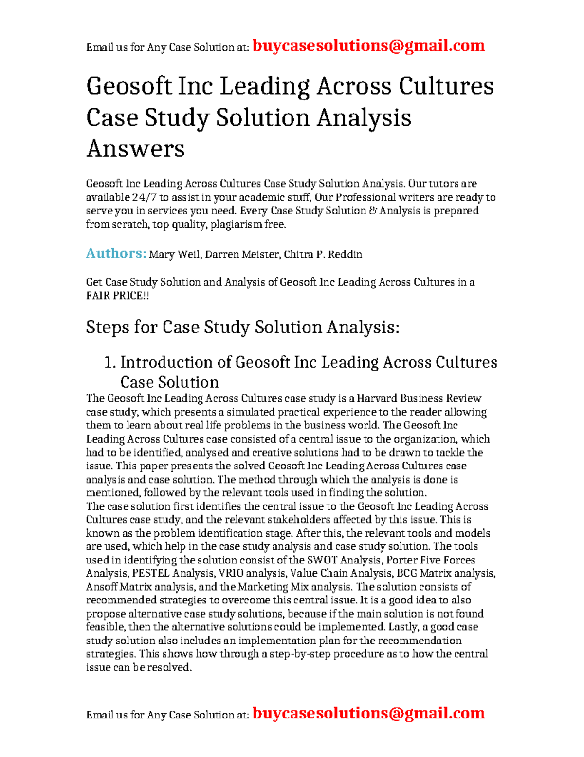 Case Solution Geosoft Inc Leading Across Cultures - Geosoft Inc Leading ...