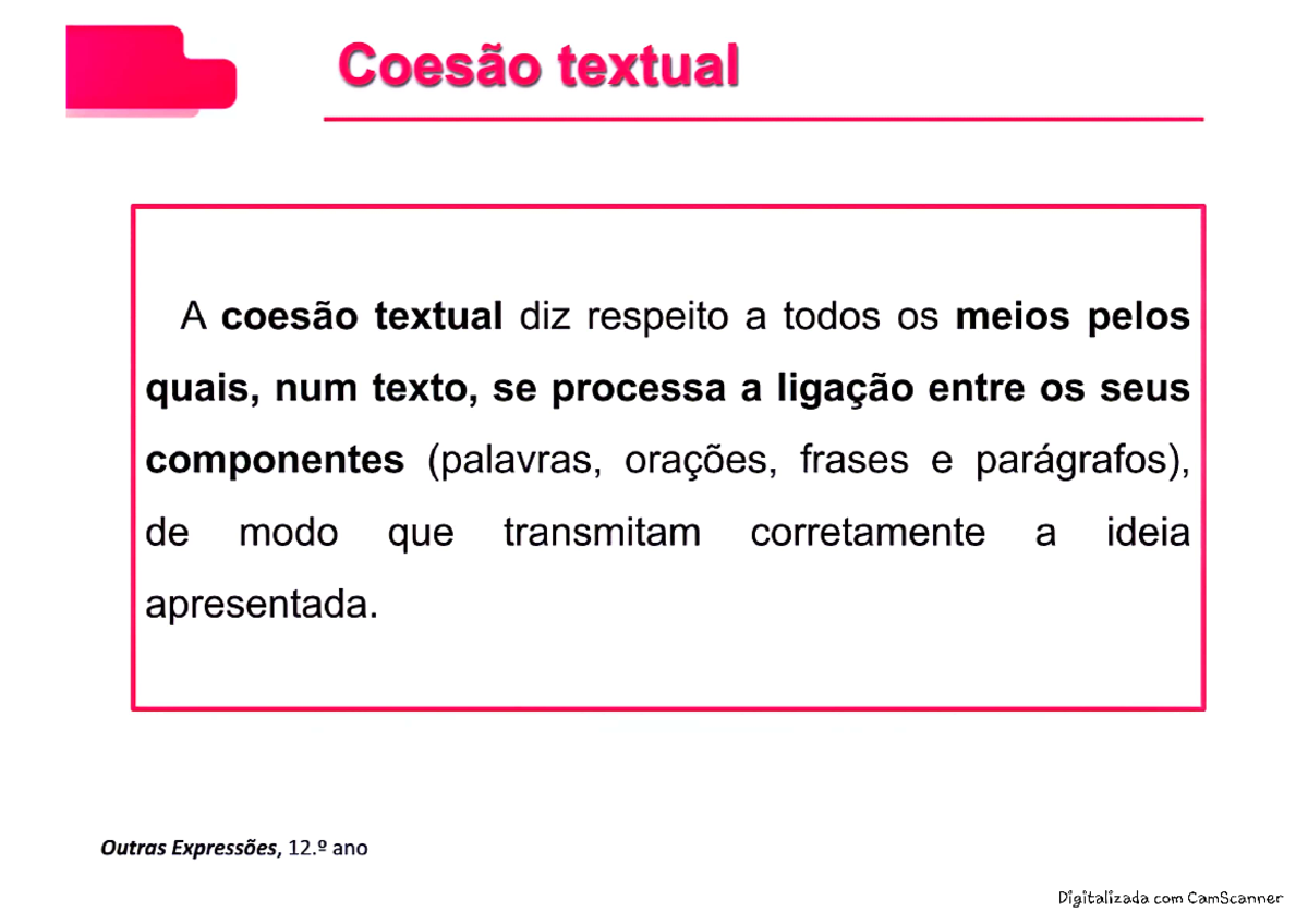 Ppt coesao textual - Resumo gramática - Português - Studocu