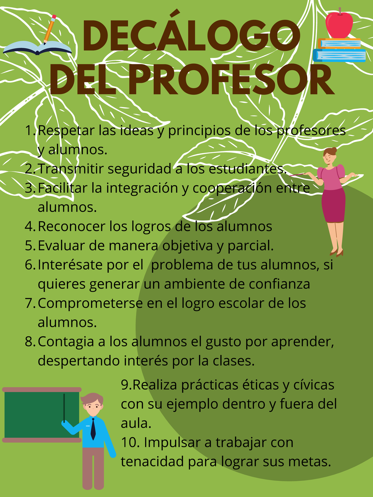 Decálogo DEL Profesor - Respetar las ideas y principios de los ...