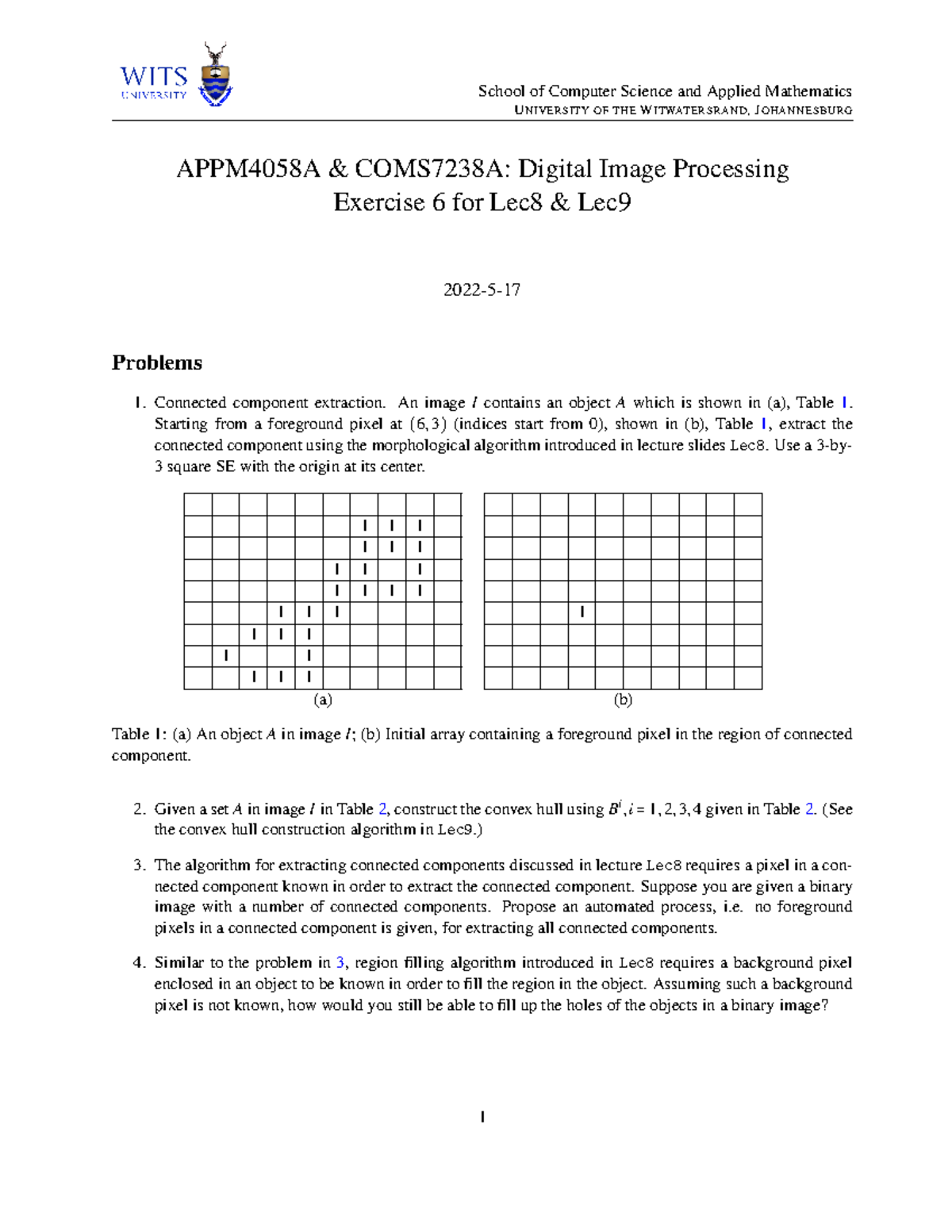 Exercise 6 - Fourier Transform - School of Computer Science and Applied ...
