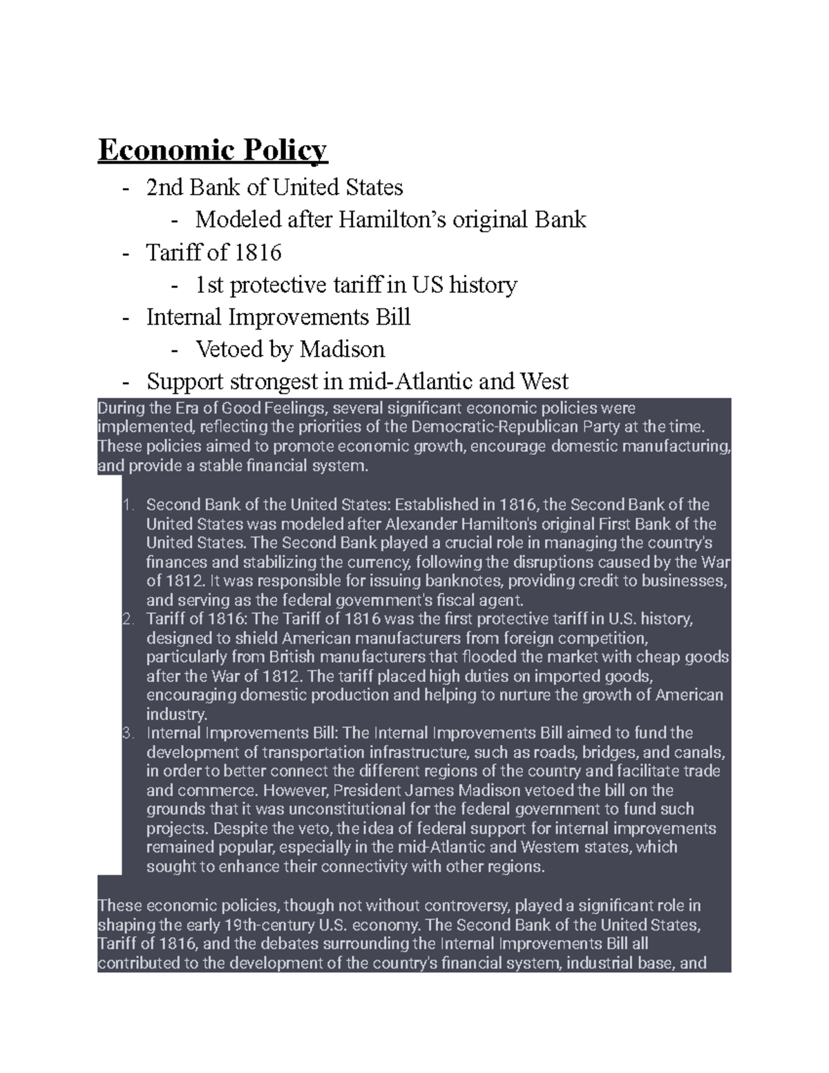 Economic Policy influence in the world - Economic Policy 2nd Bank of ...