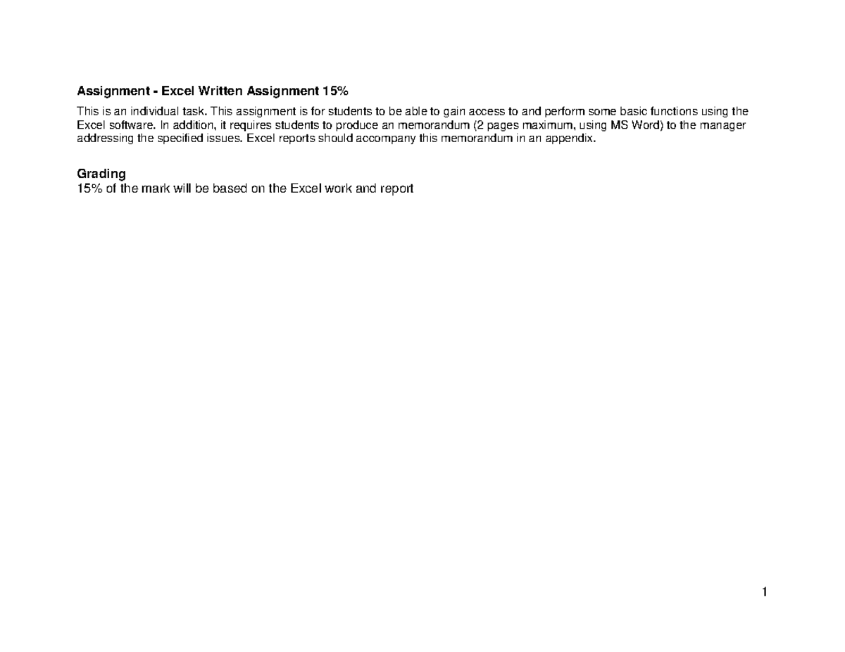 Assignment Excel Assignment 2 Edited Assignment Excel Written