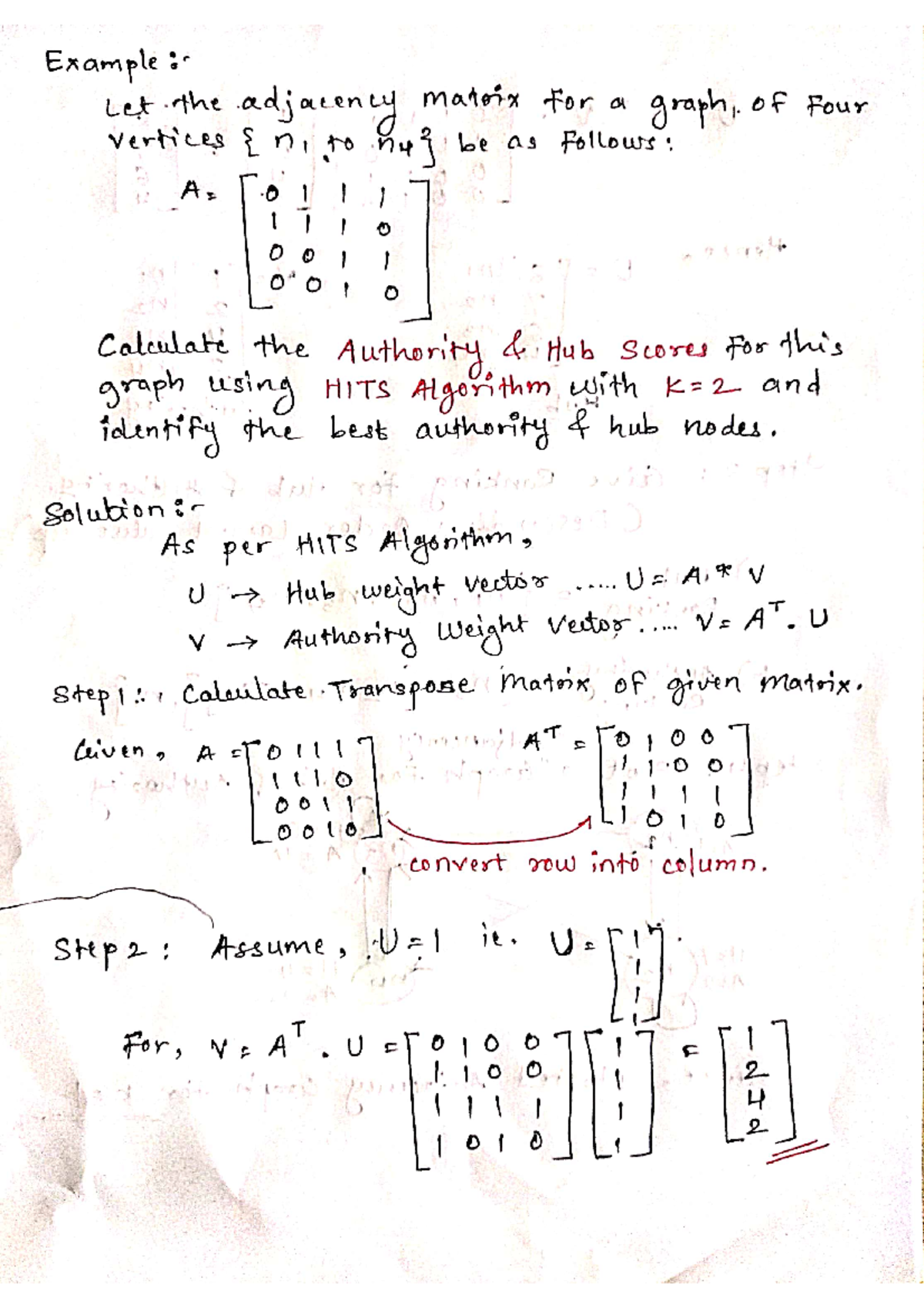 HITS algorithm example - Big Data Analytics - Studocu