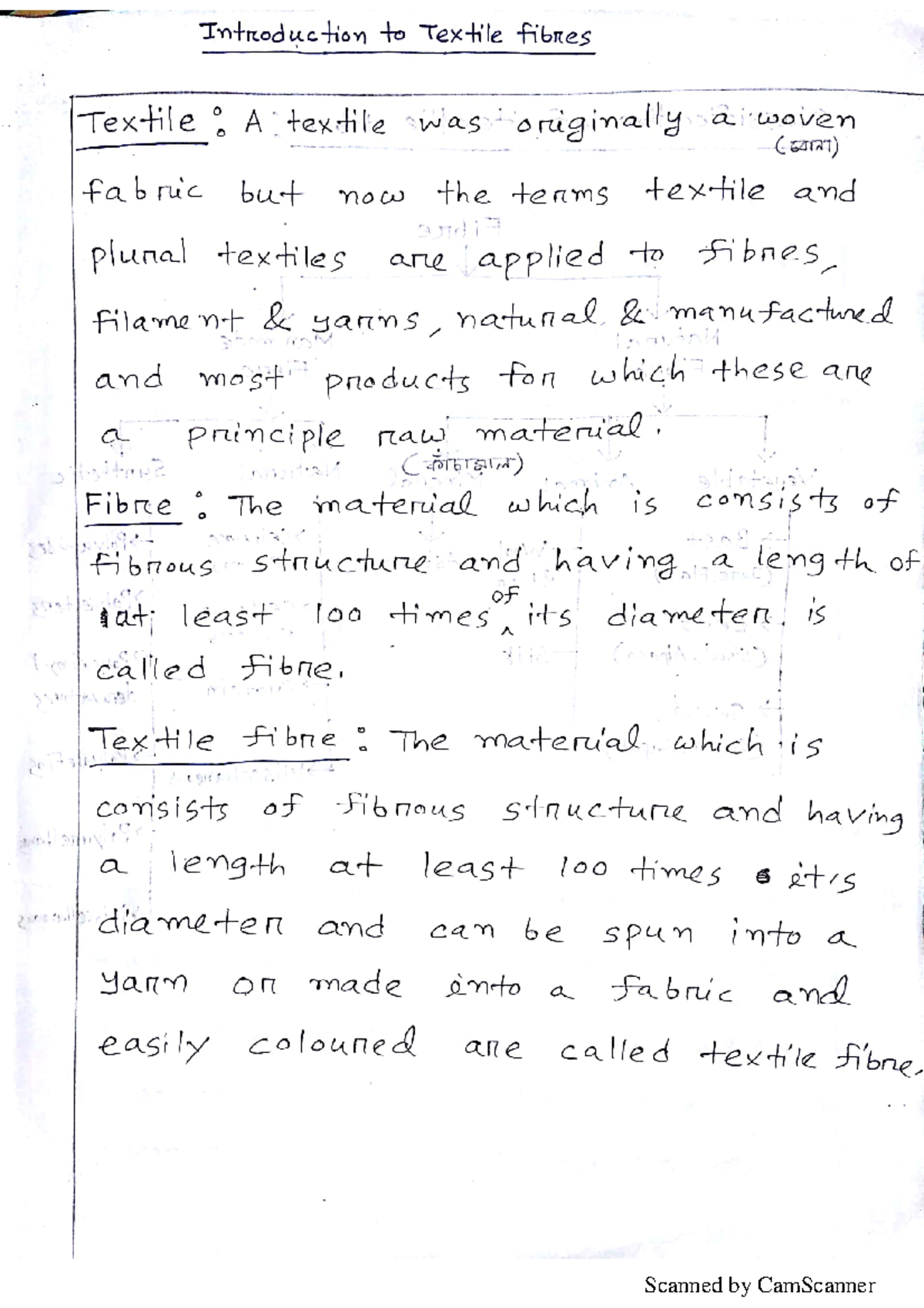 NTF Introduction to Textile fibres - Natural Textile Fibres - Studocu