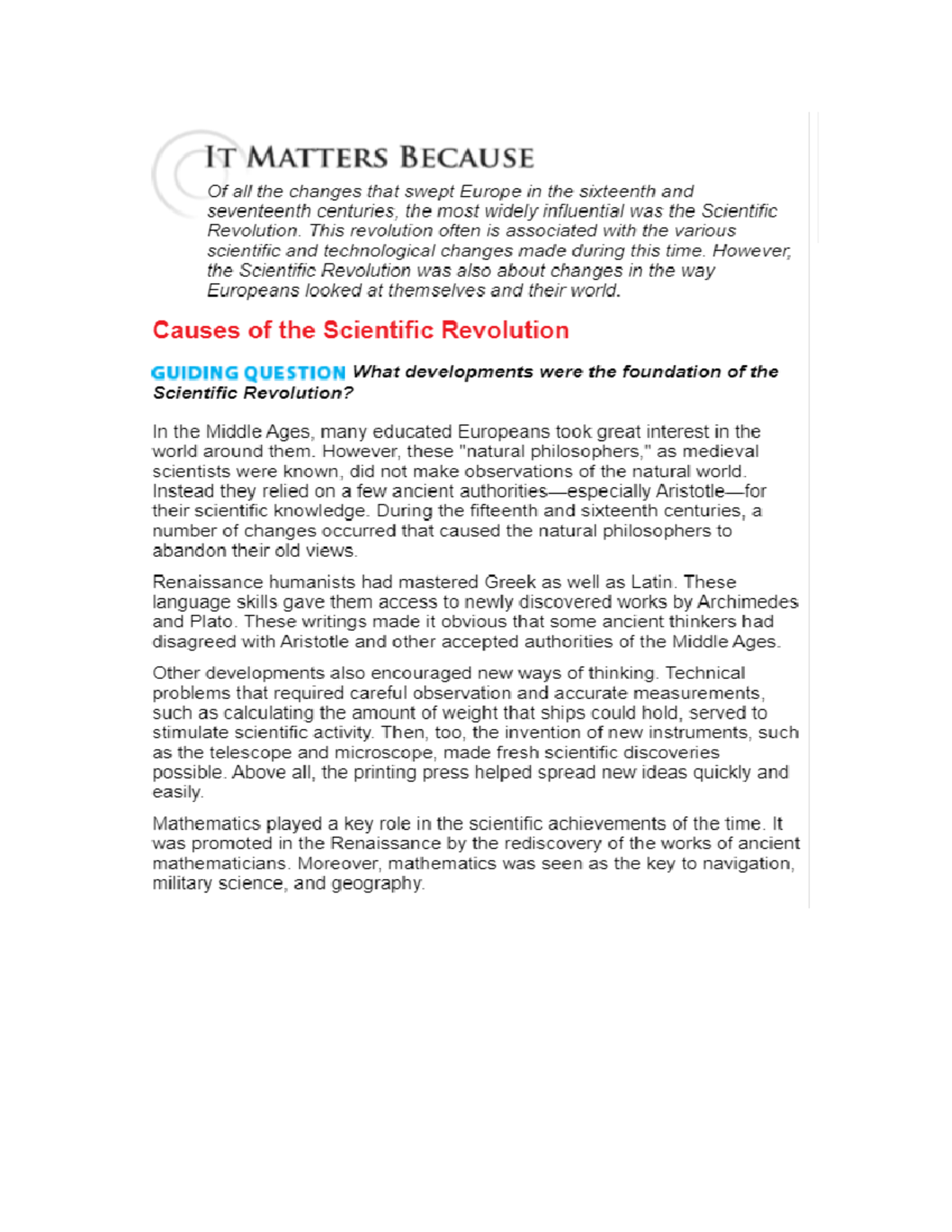 Scientific Revolution CP Textbook BOOK Pages - IT MATTERS BECAUSE Of ...