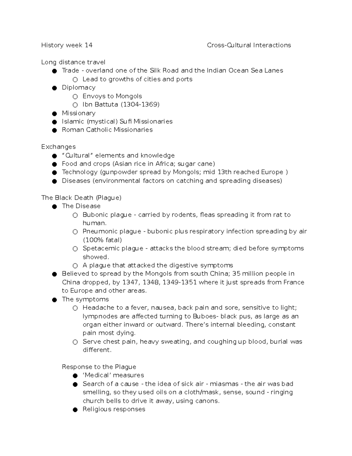 History week 14 Cross-Cultural Interactions - History week 14 Cross ...