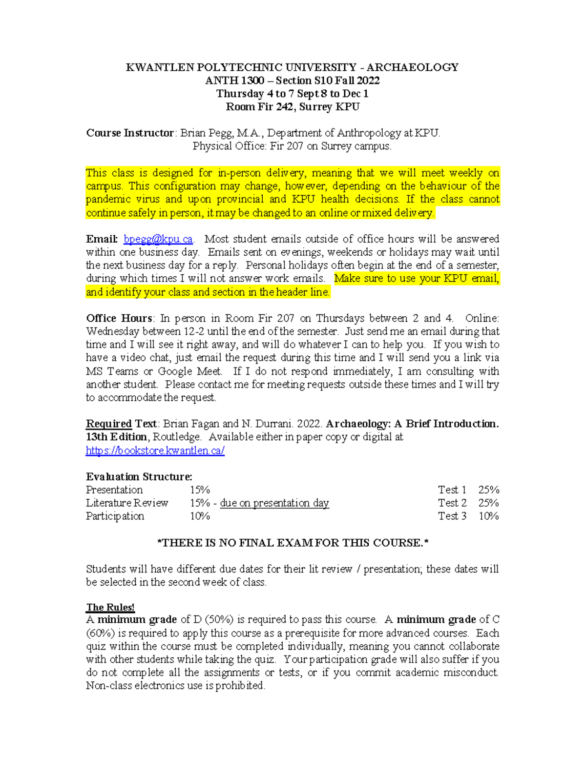 Syllabus ANTH 1300 Fall 2022 S10 - KWANTLEN POLYTECHNIC UNIVERSITY ...