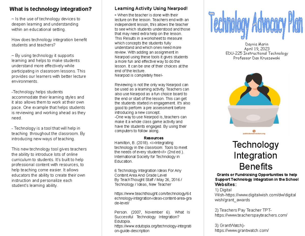 Technology Advocacy Plan-Brochure-Dayvia Marin - Dayvia Marin April 19 ...