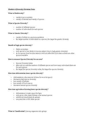 AQA Module 1 Revision Notes - Module 1 (Biological Molecules) Revision ...