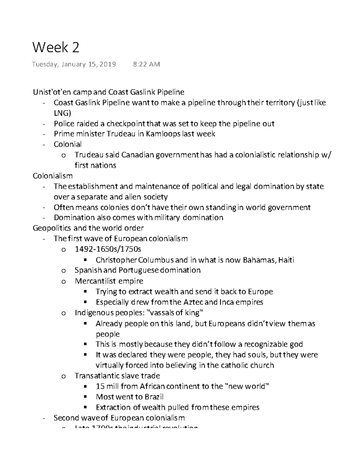 Week 2 - Lecture notes 2 - Week 2 Tuesday, January 15, 2019 8:22 AM ...