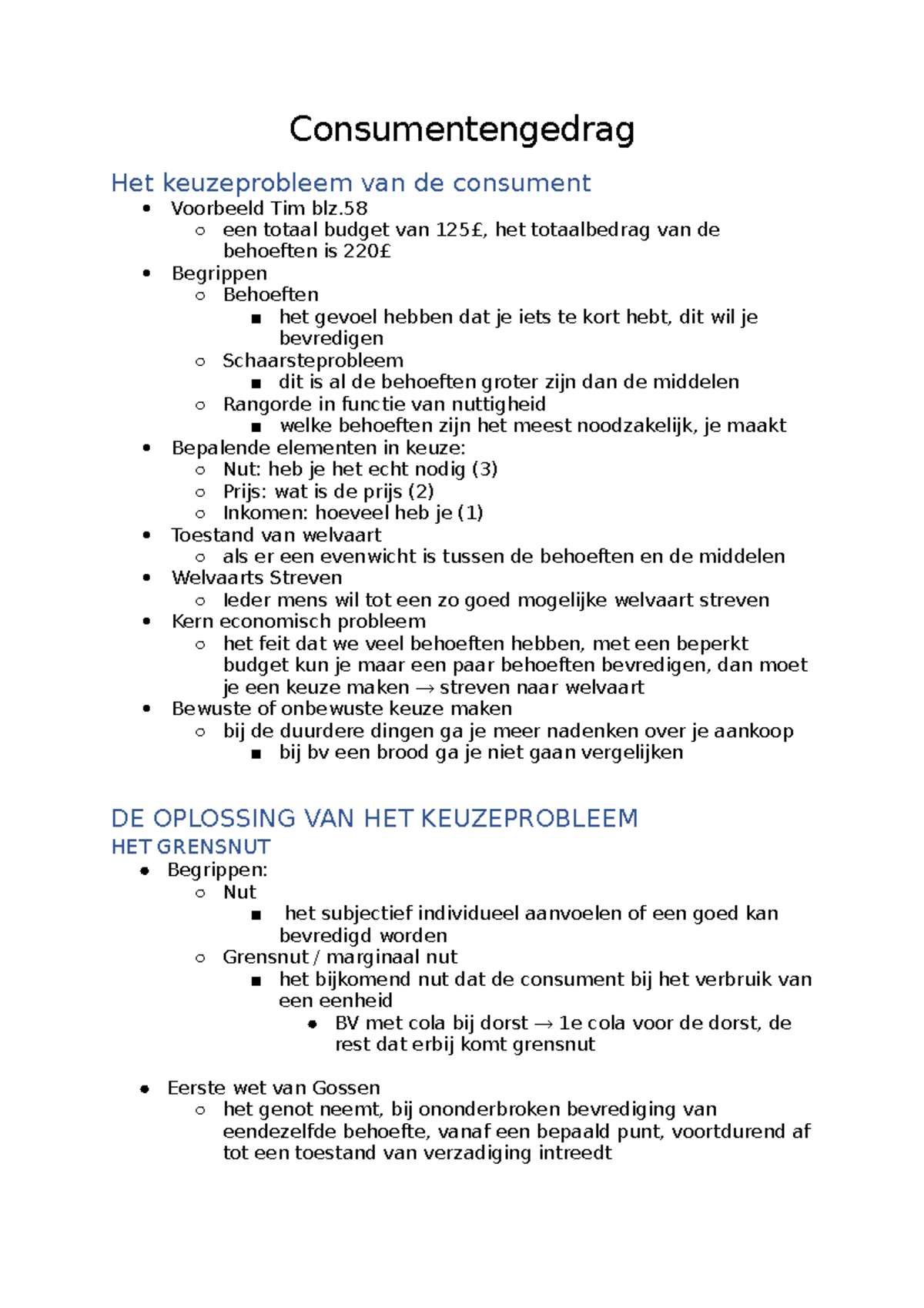 Consumentengedrag Economie 5ejaar - Consumentengedrag Het keuzeprobleem ...