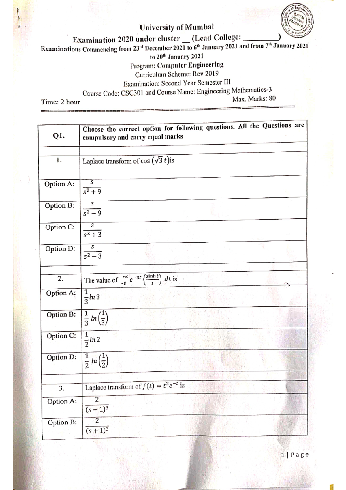 Maths 3 - Notes are given - Bsc. Information Technology - Studocu
