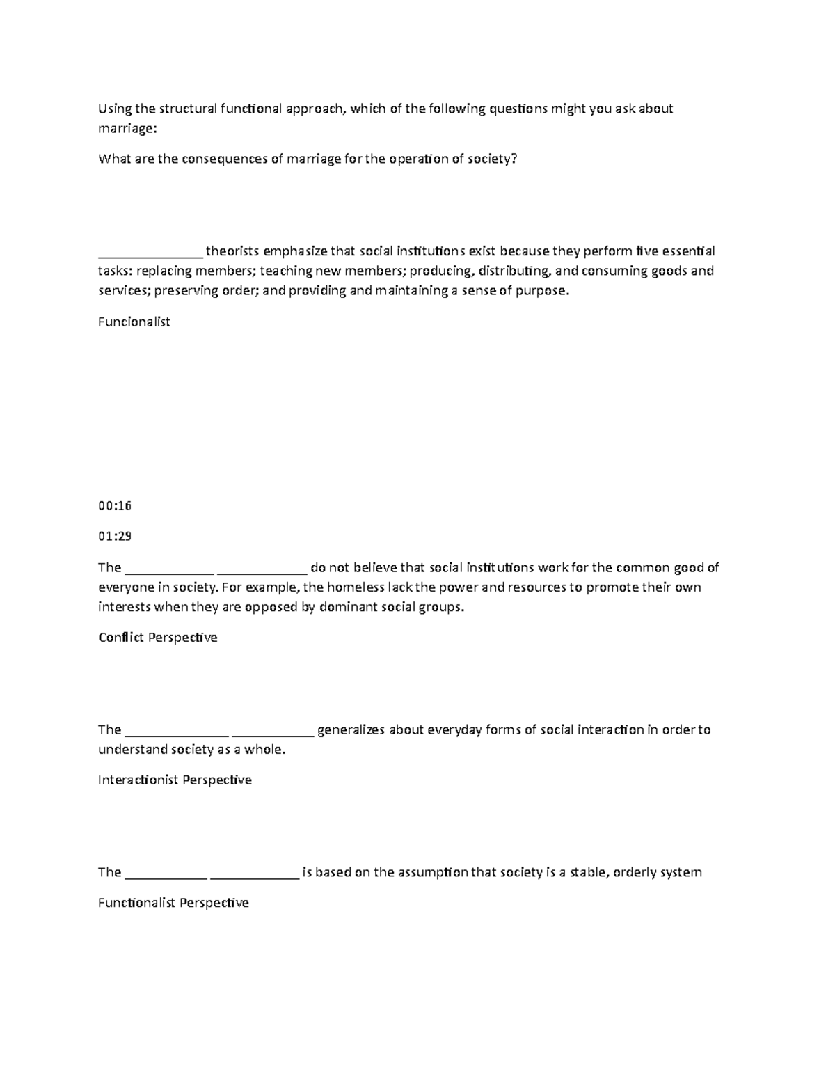 Final - Using the structural functional approach, which of the ...
