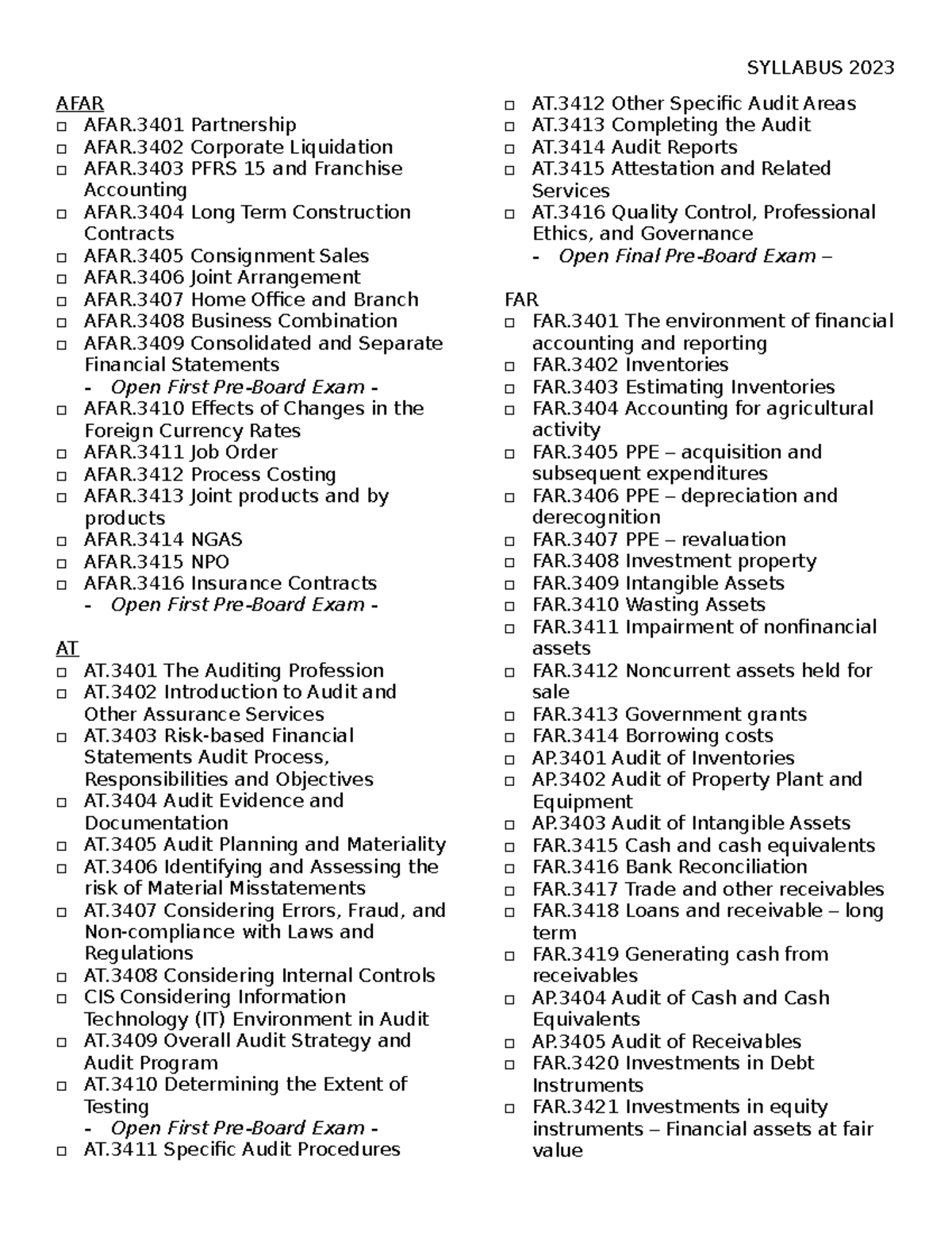 Syllabus - SYLLABUS 2023 AFAR AFAR Partnership AFAR Corporate ...