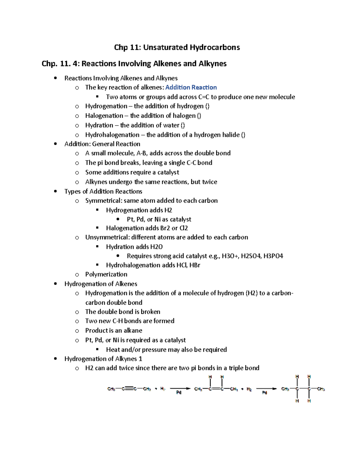 Chp. 11. 4 Reactions Involving Alkenes and Alkynes - Chp 11 ...
