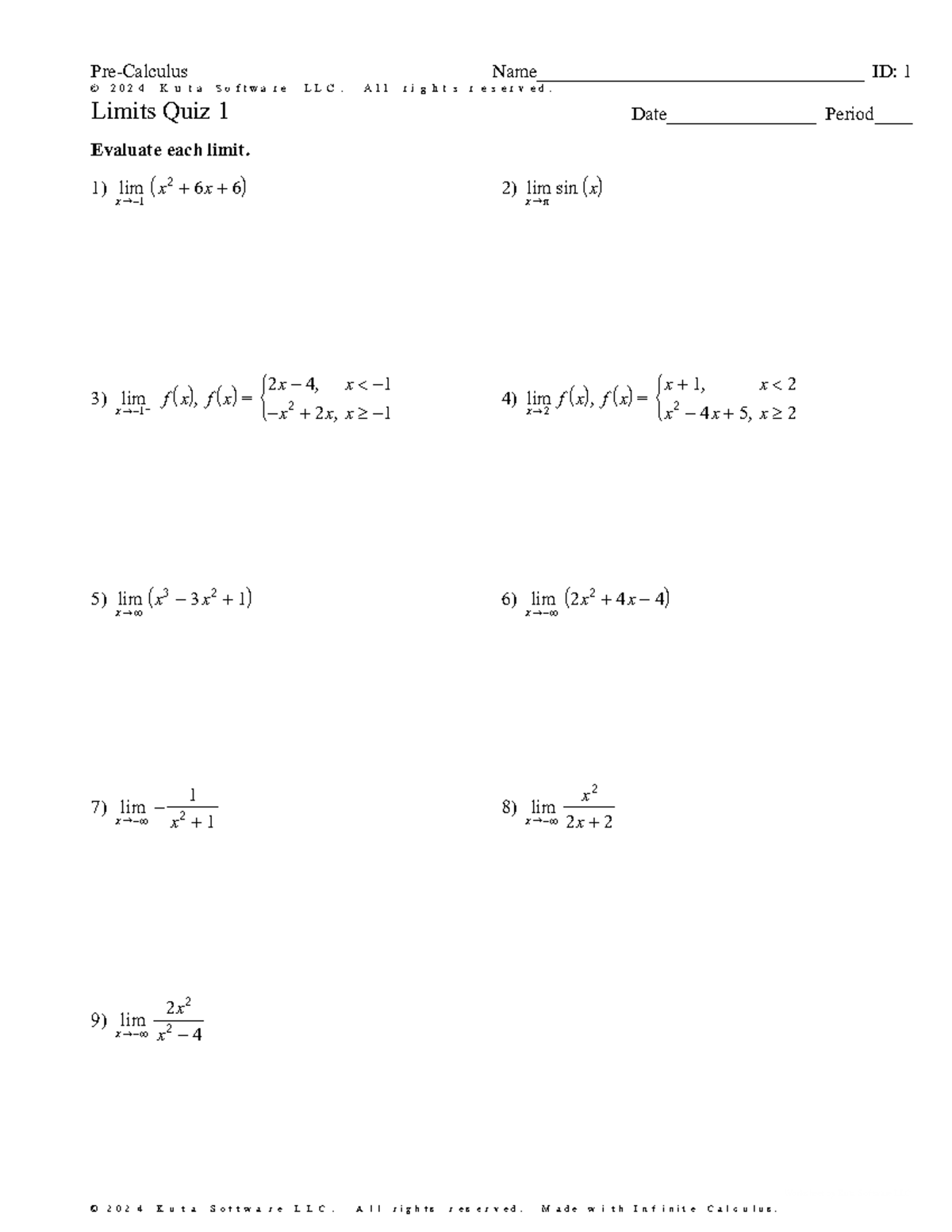 Limits Quiz 1 L - vzdbividzhbzdkfjbvd fzj - ©\ s 2 S 0 ] 2 W 4 F HKwuOtYaY CS^orfLtgwPaWrCer ...