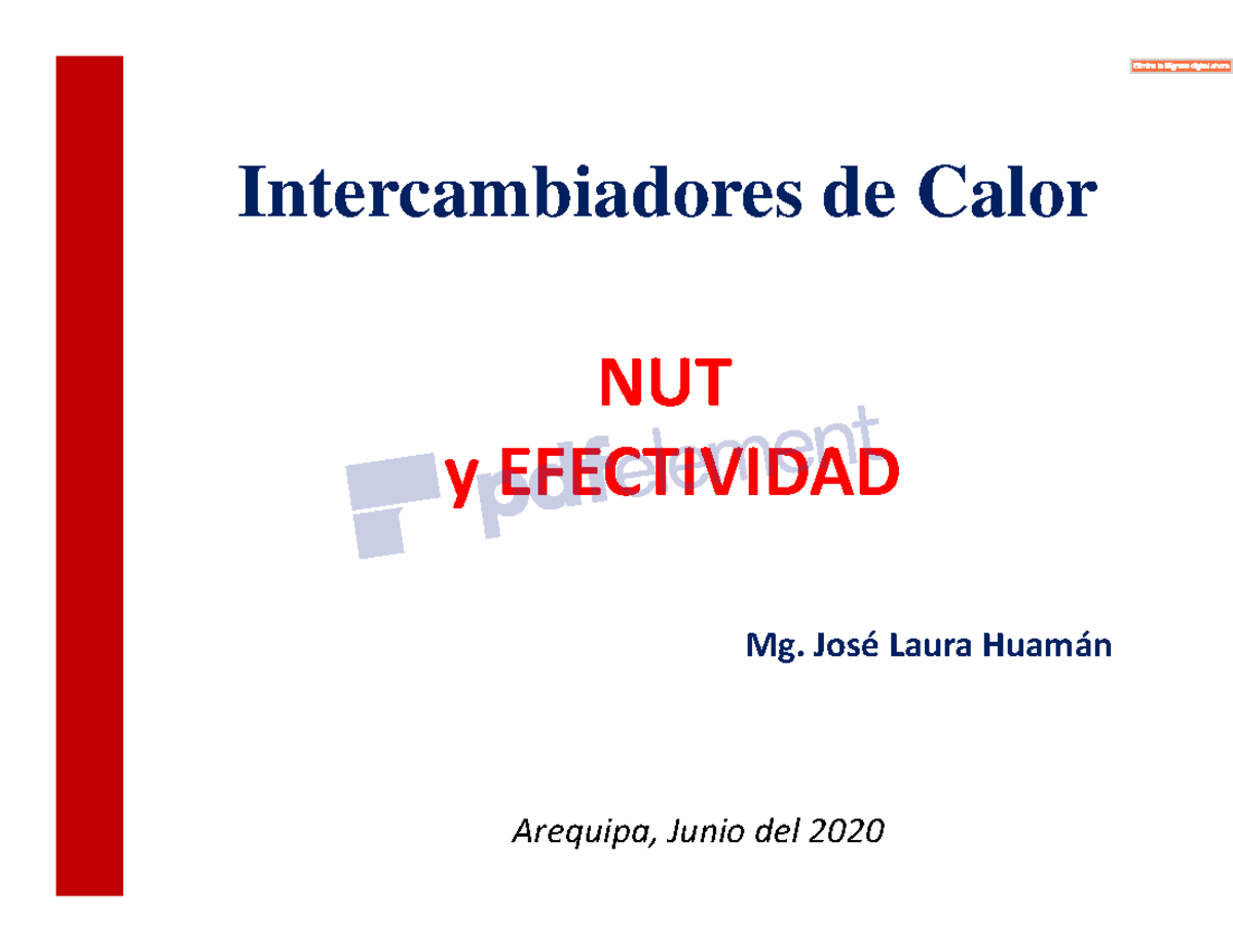 NUT y Efectividad- Intercambiadores DE Calor - Intercambiadores de ...