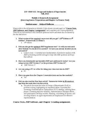 STAT615 23F Module 6 Second Assignment (Chapters 6-7) - 23F– STAT 615 ...