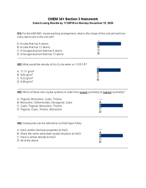 HW 2 - Homework problem set with solutions - CHEM 341 Section 2 Homework Submit using Moodle by ...