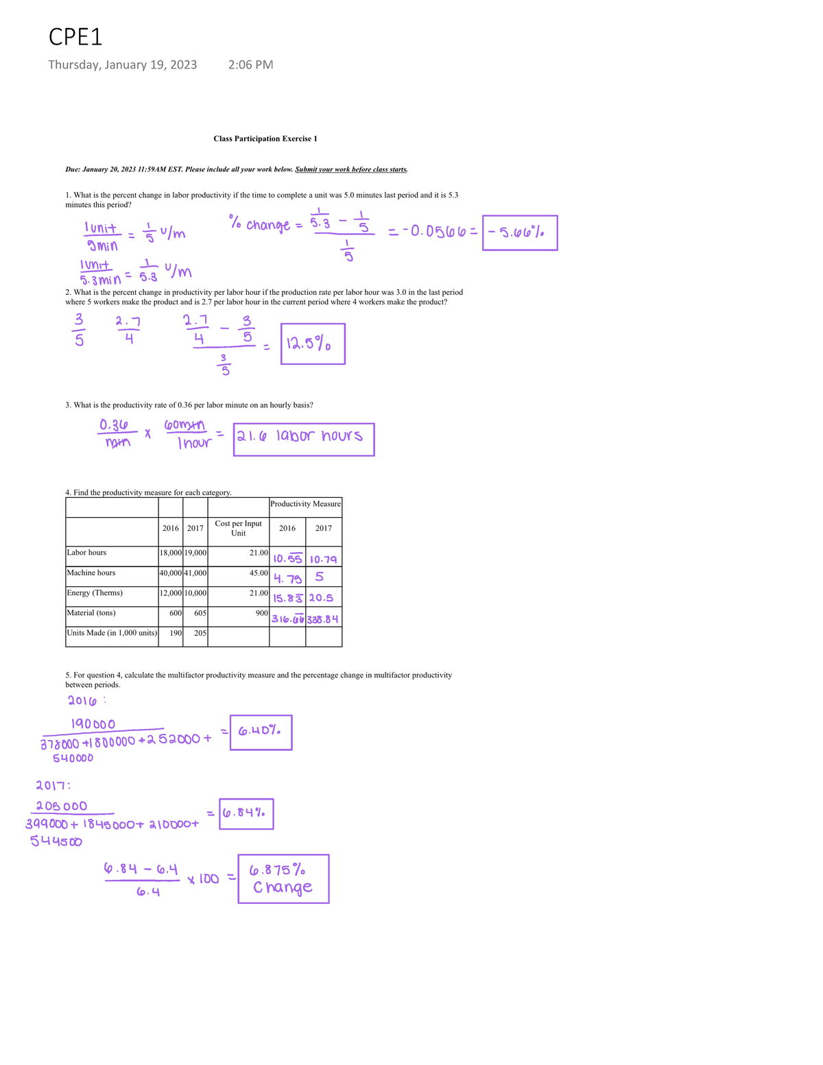 CPE1 - Class Participation Exercise - ISYE2201 - CPE Thursday, January ...
