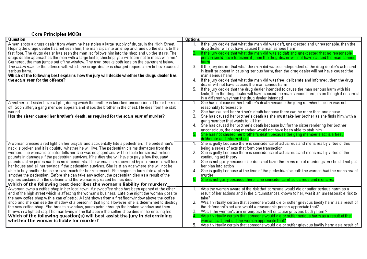 MCQ Bank - Example MCQs from Criminal Law - Core Principles MCQs ...