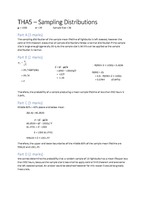 Sampling Distribution Tutorial Questions (2022 - 01) - Solutions ...