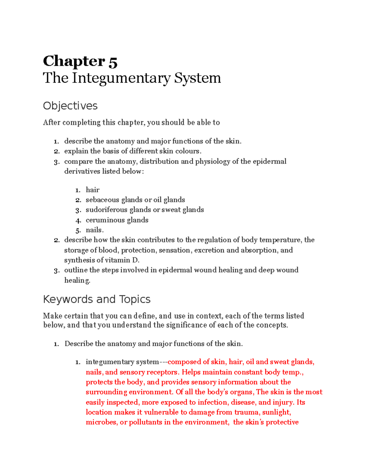 Unit 5 chapter notes the integumentary system - Chapter 5 The ...